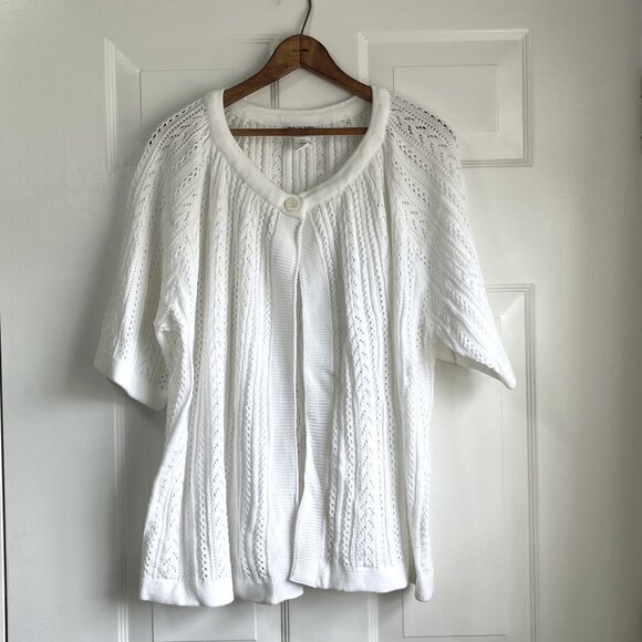 Blair | Sweaters | Vintage Blair White Crochet Cardigan Swing Boho ...